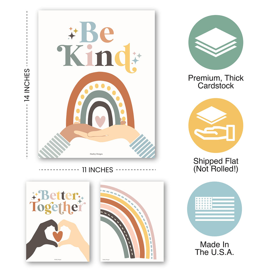 6 Boho Rainbow Diversity Posters | Hadley Designs