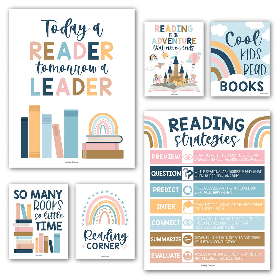 6 Boho Themed Motivational Reading Posters | Hadley Designs - Printables