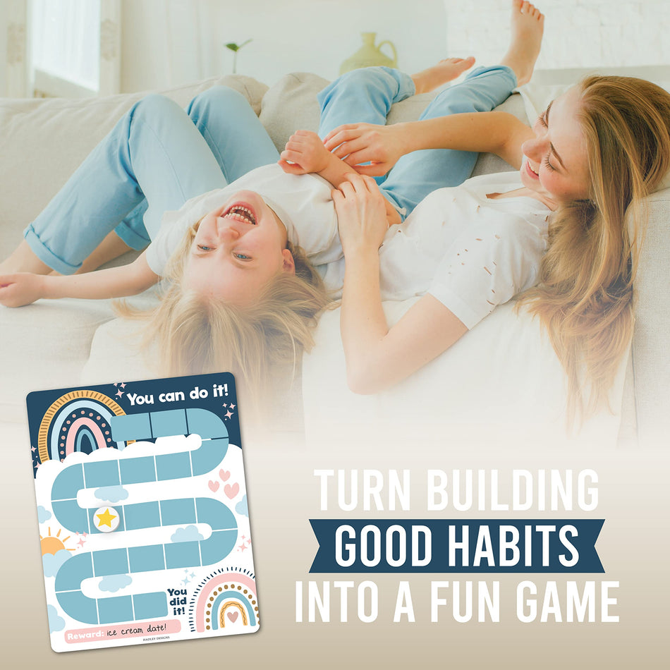 Magnetic Reward Chart Game for Kids (Boho Rainbow Theme) | Hadley Designs