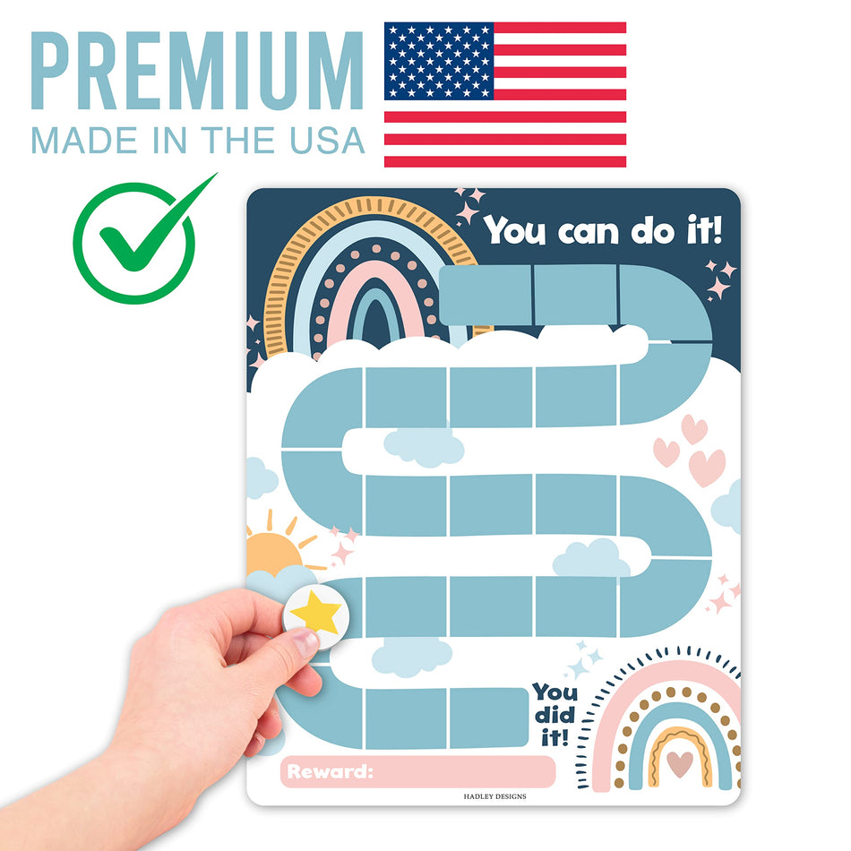 Magnetic Reward Chart Game for Kids (Boho Rainbow Theme) | Hadley Designs