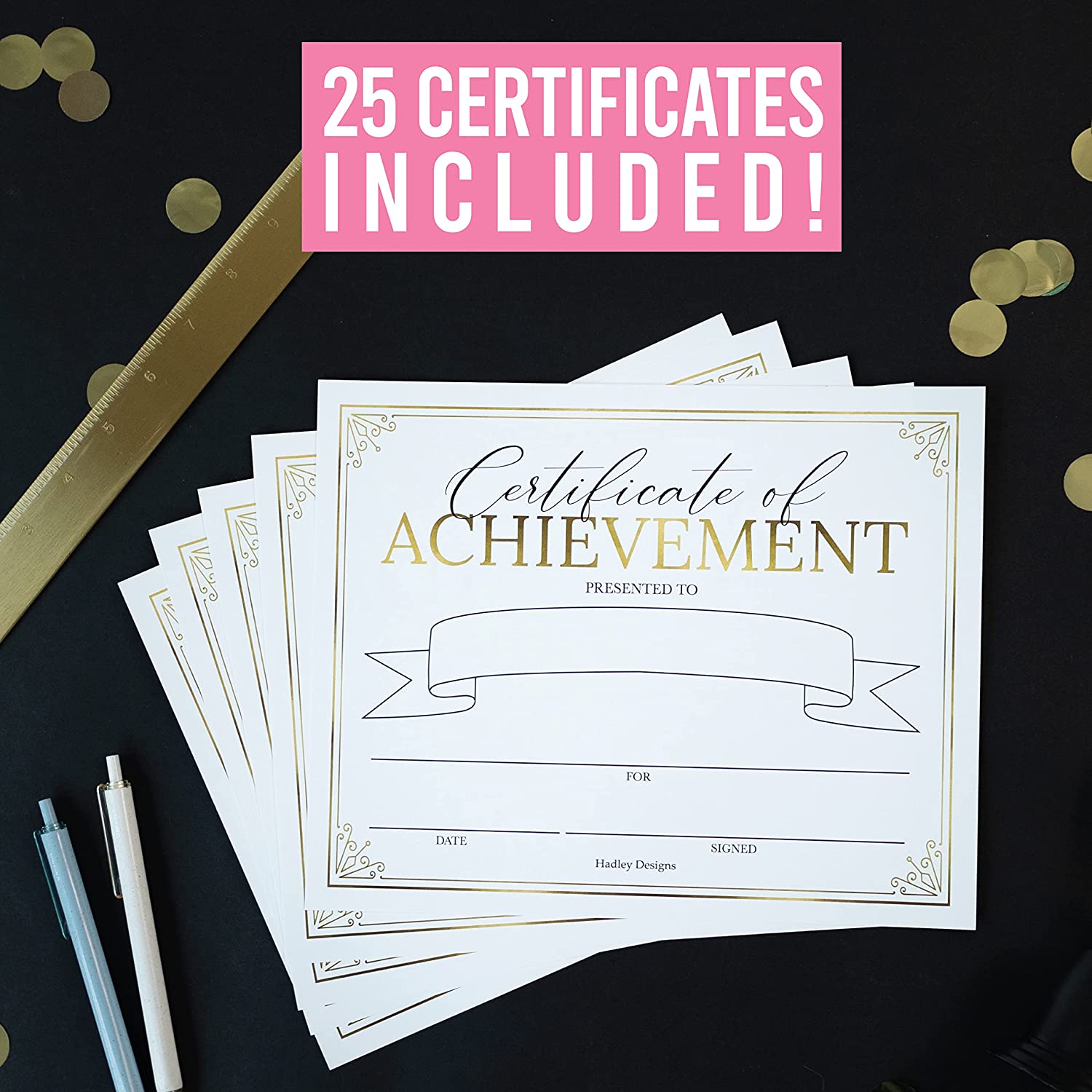 25 Gold Certificates of Achievement | Hadley Designs - Printables