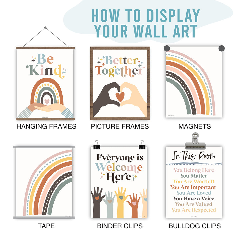 6 Boho Rainbow Diversity Posters | Hadley Designs