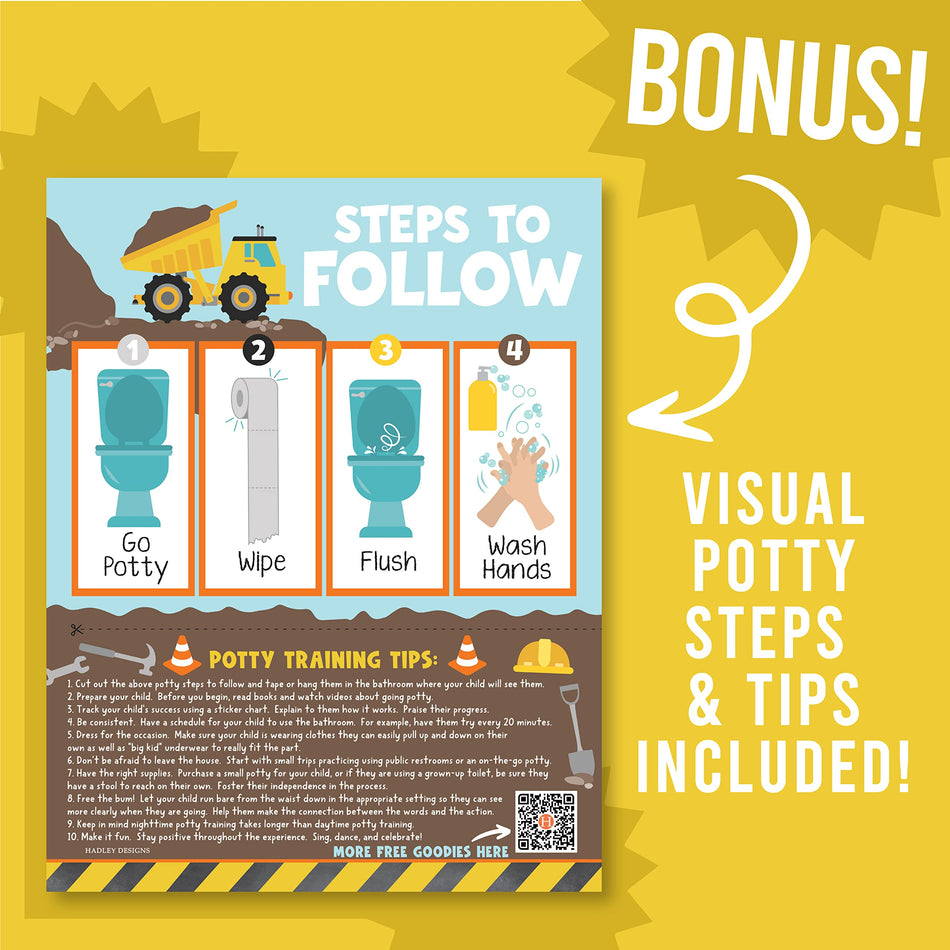 10 Construction Themed Potty Training Charts | Hadley Designs - Printables