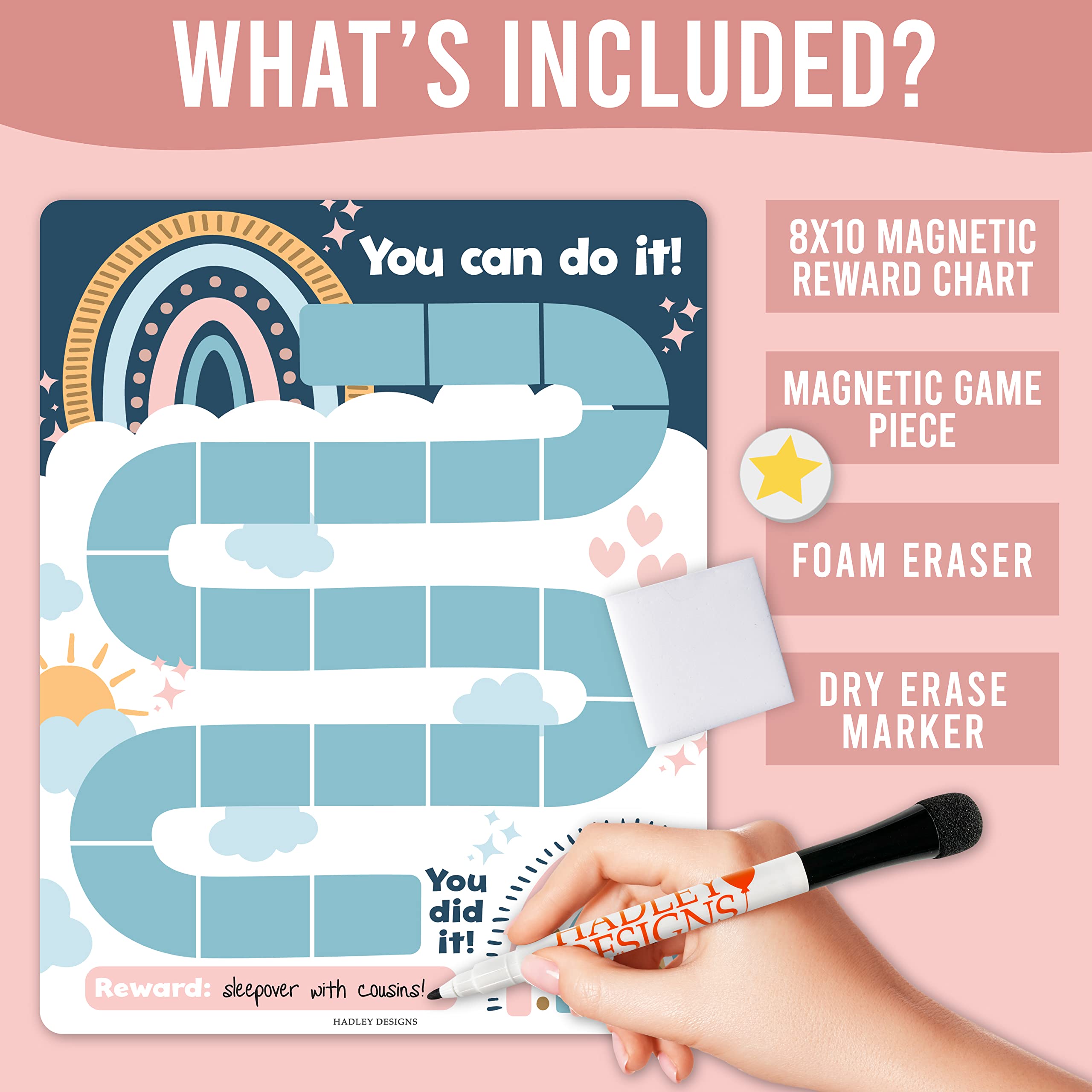 Magnetic Reward Chart Game for Kids (Boho Rainbow Theme) | Hadley Designs