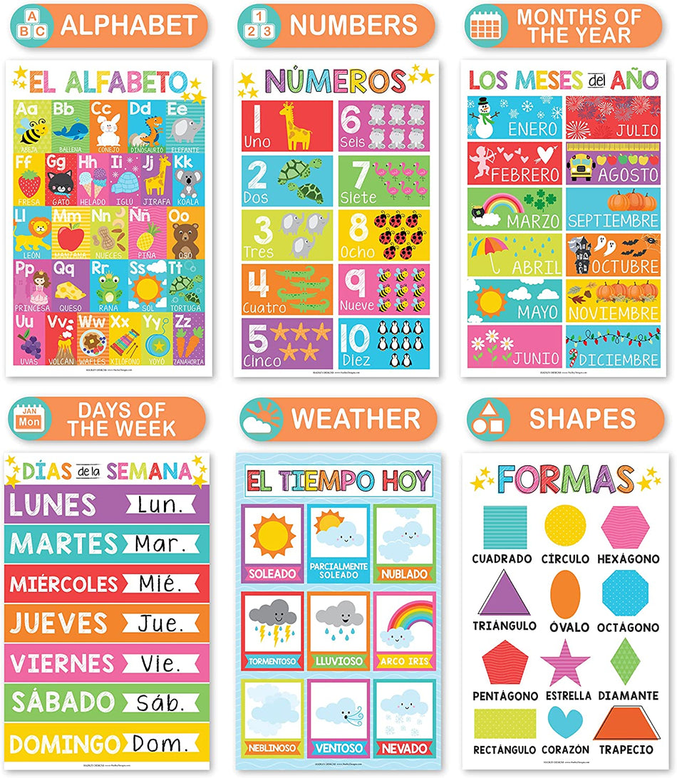 12 Spanish Educational Posters | Hadley Designs