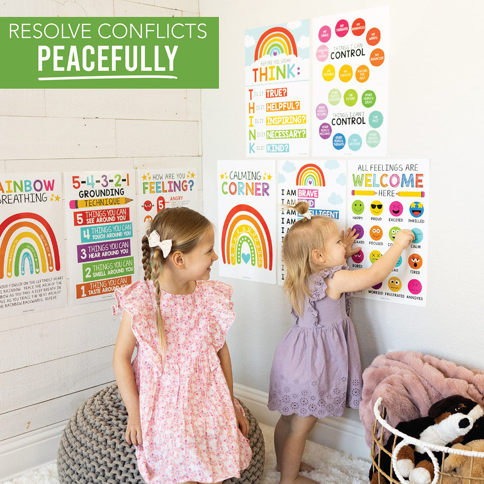 8 Colorful Calming Corner Classroom Posters | Hadley Designs