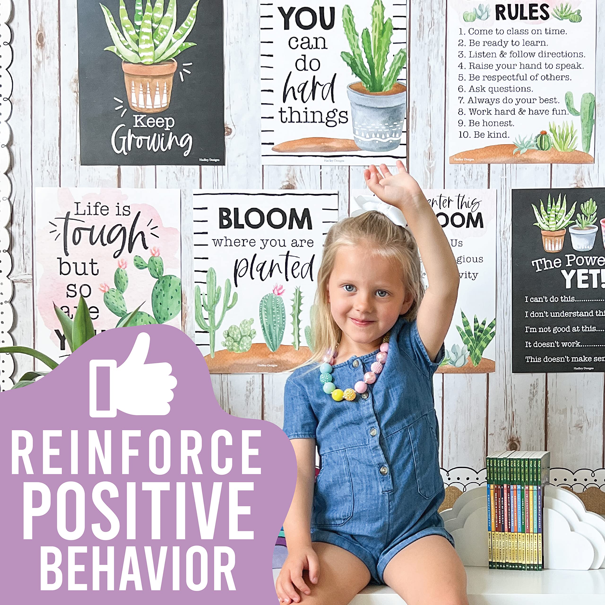 9 Cactus Themed Motivational Classroom Signs | Hadley Designs