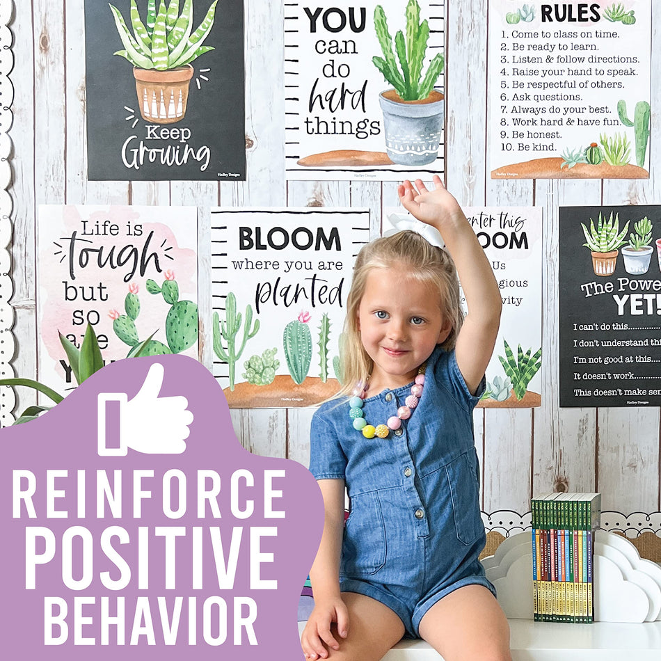 9 Cactus Themed Motivational Classroom Signs | Hadley Designs - Printables