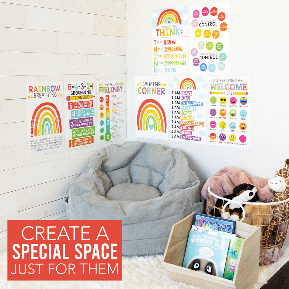 8 Colorful Calming Corner Classroom Posters | Hadley Designs