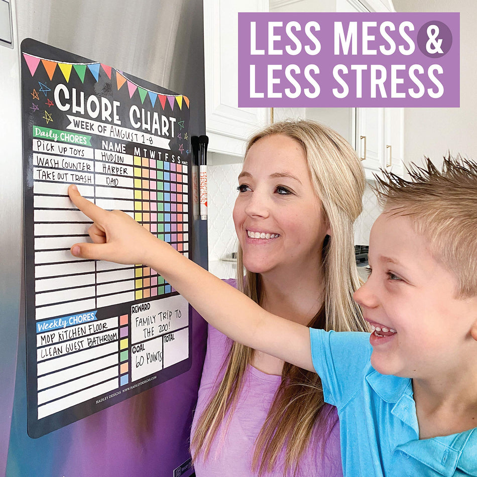 Colorful Magnetic Reward Chart For Multiple Kids | Hadley Designs