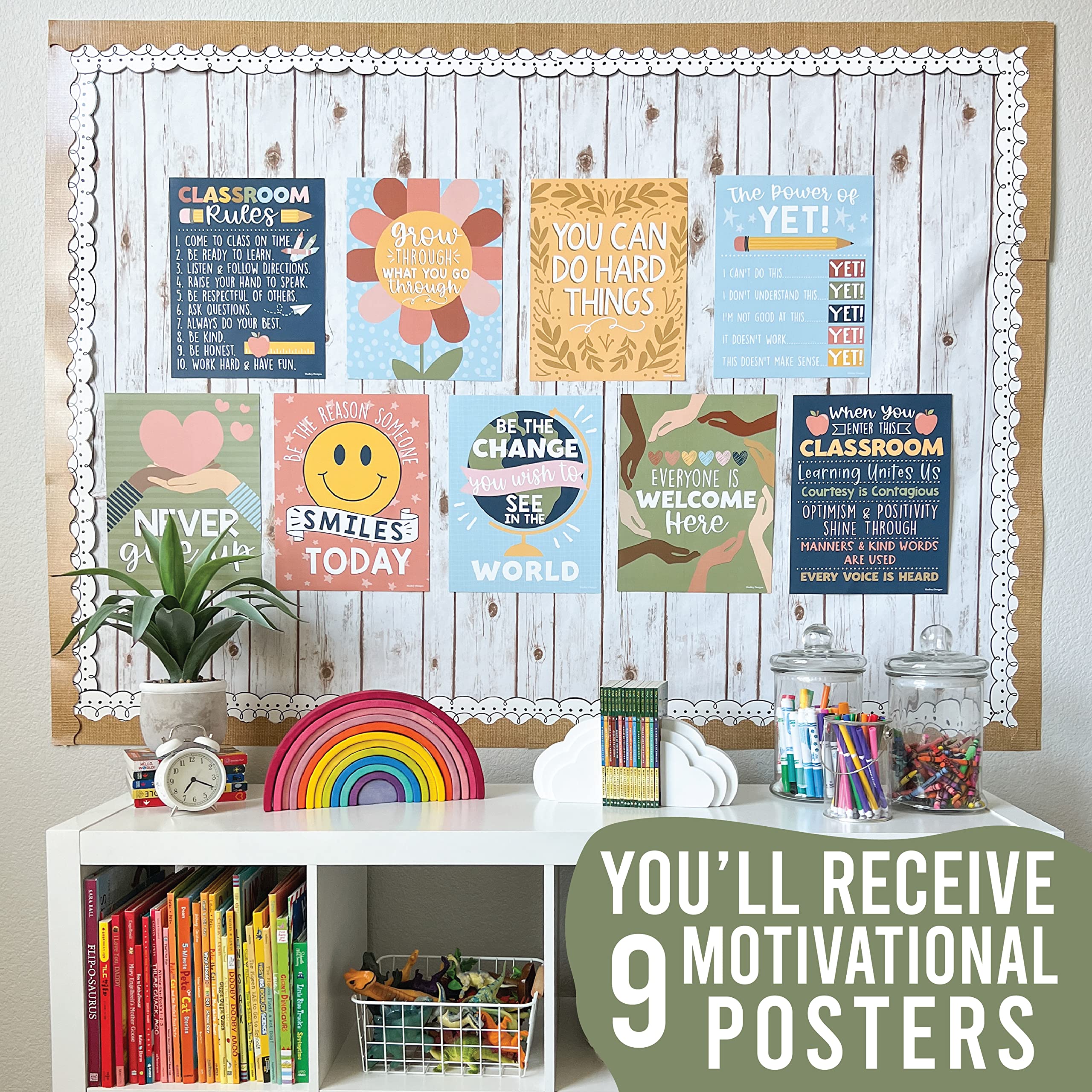 9 Colorful Motivational Classroom Signs - 11x14" | Hadley Designs