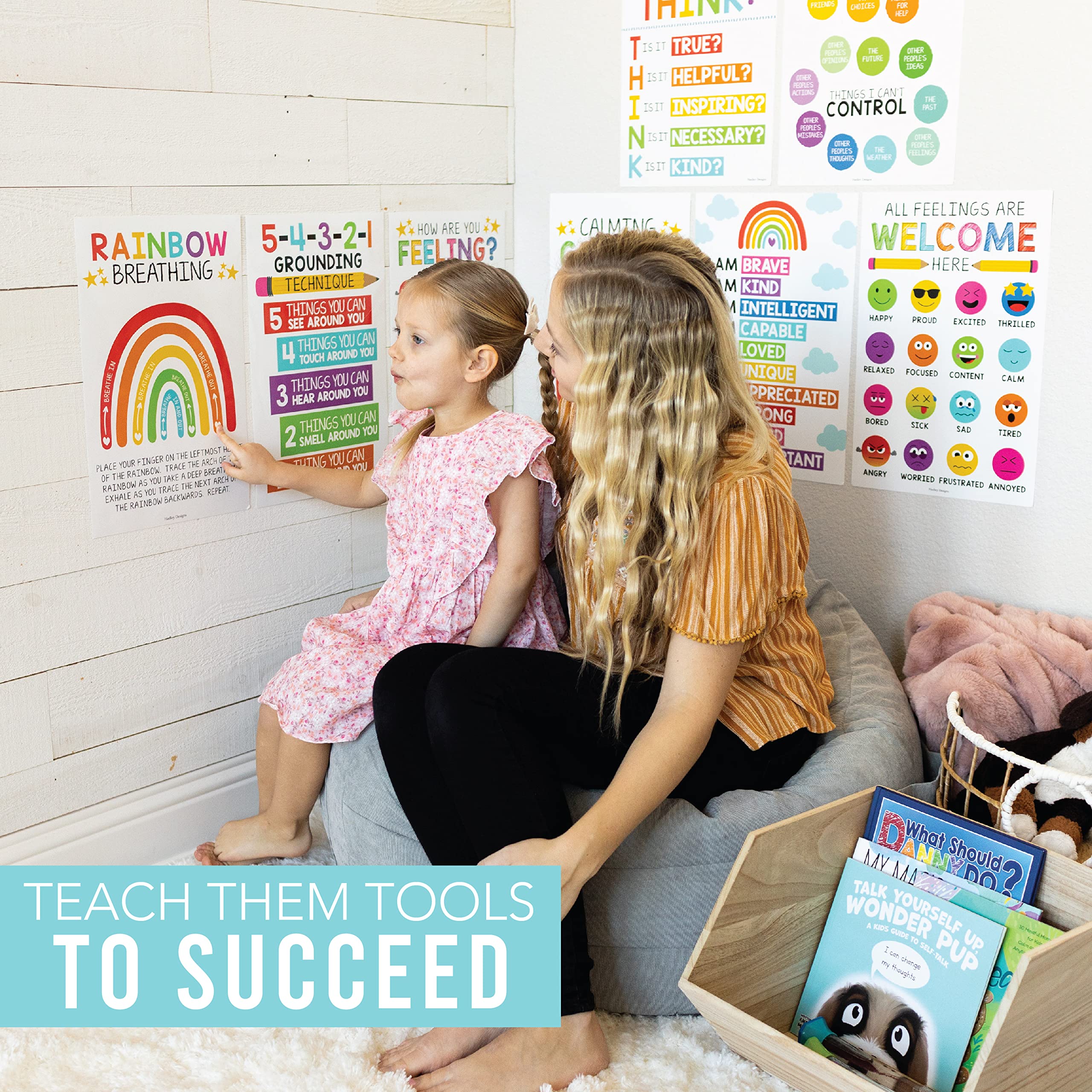 8 Colorful Calming Corner Classroom Posters | Hadley Designs