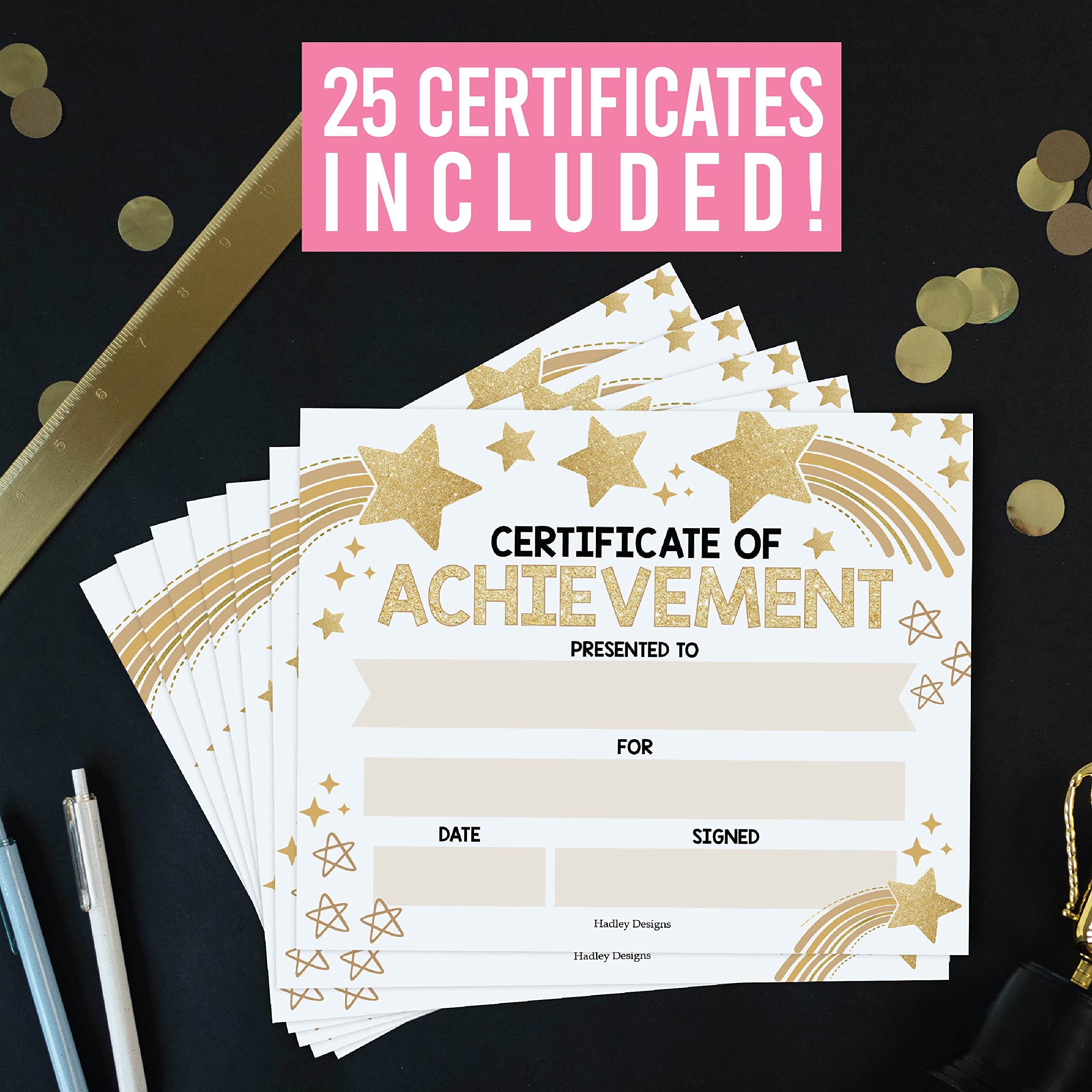 25 Gold Star Certificates of Achievement | Hadley Designs - Printables