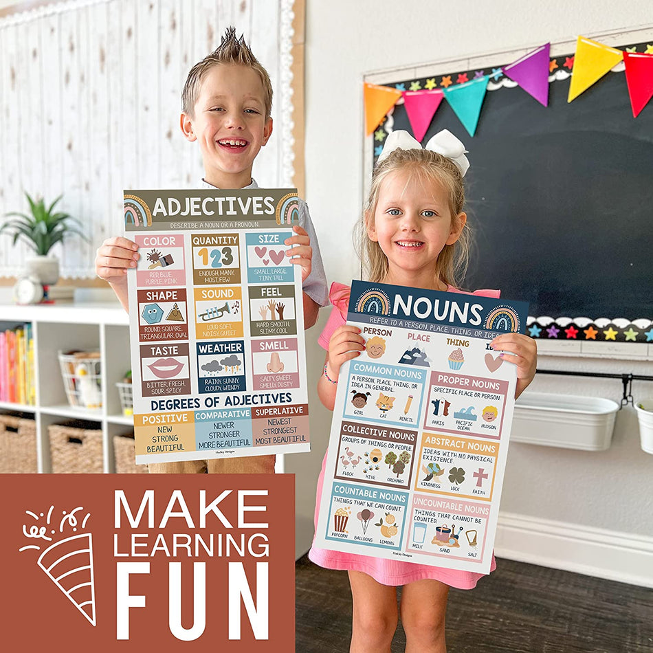 12 Boho, Laminated Parts Of Speech Posters | Hadley Designs - Printables