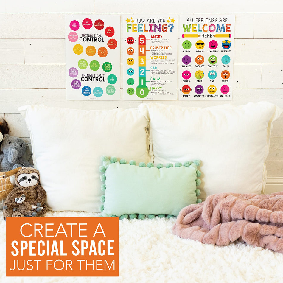 4 Laminated Colorful Feelings Posters For Kids | Hadley Designs
