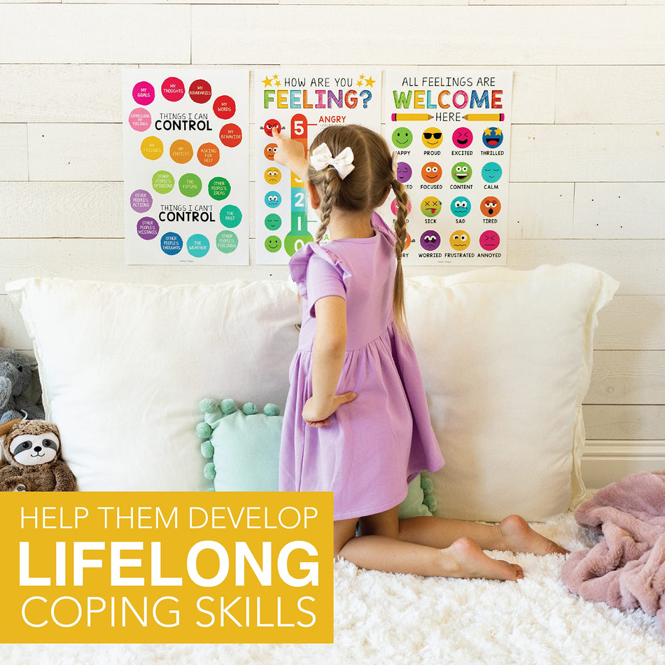4 Laminated Colorful Feelings Posters For Kids | Hadley Designs