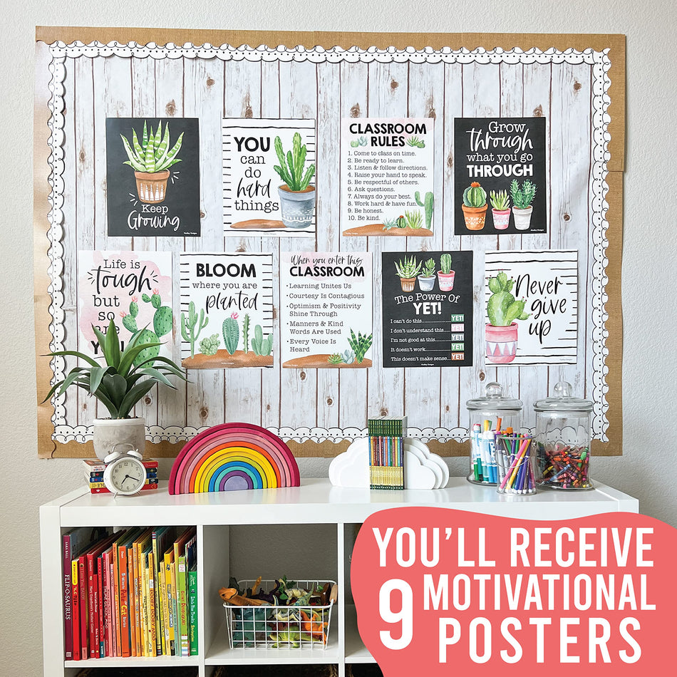 9 Cactus Themed Motivational Classroom Signs | Hadley Designs - Printables