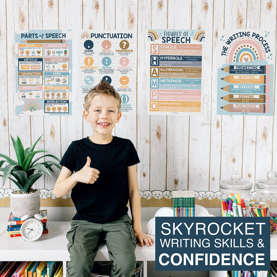 4 Laminated Boho Grammar Posters | Hadley Designs