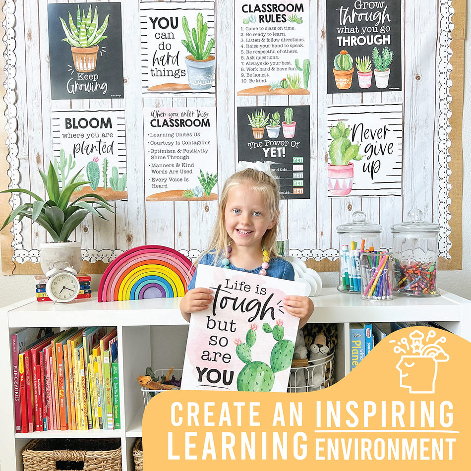 9 Cactus Themed Motivational Classroom Signs | Hadley Designs - Printables