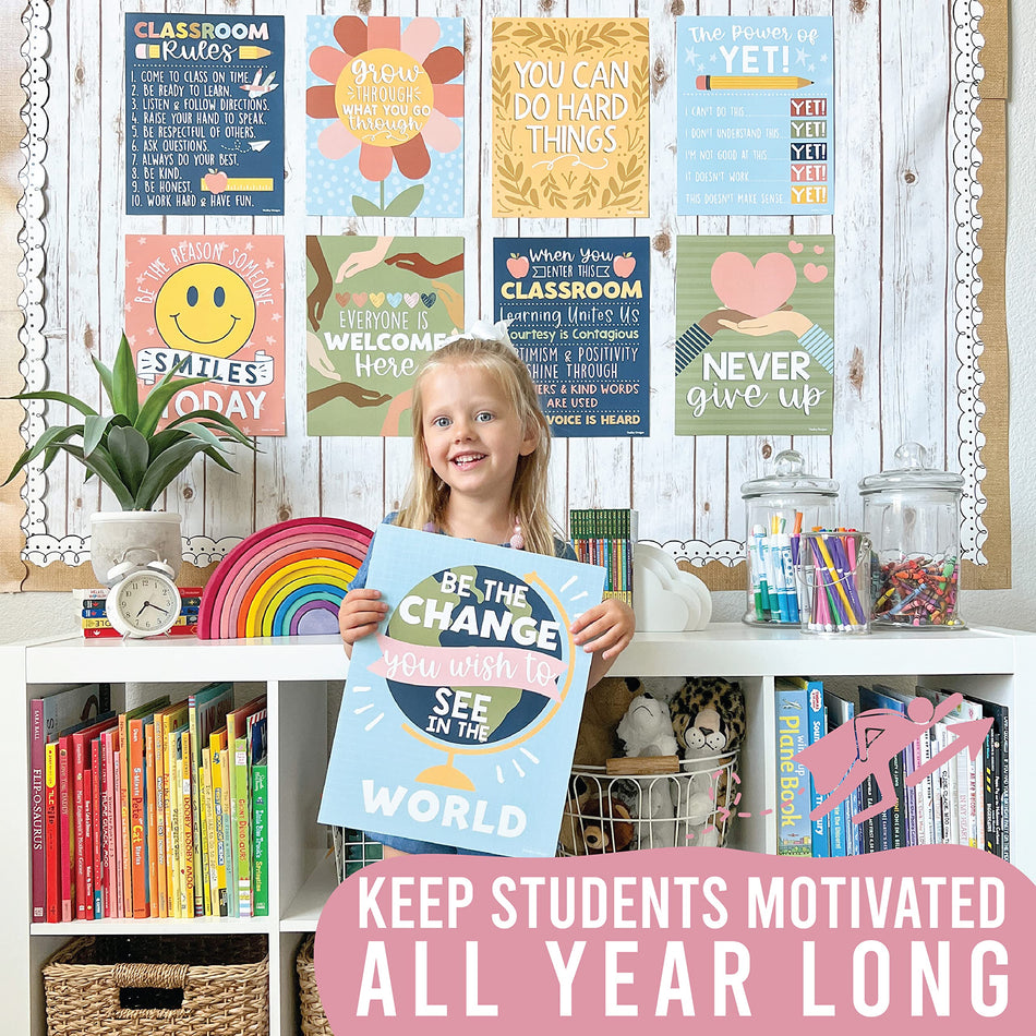 9 Colorful Motivational Classroom Signs - 11x14" | Hadley Designs