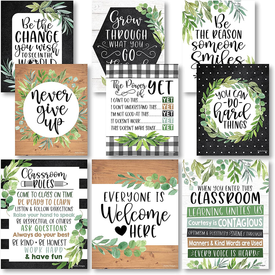 9 Farmhouse Motivational Classroom Signs | Hadley Designs