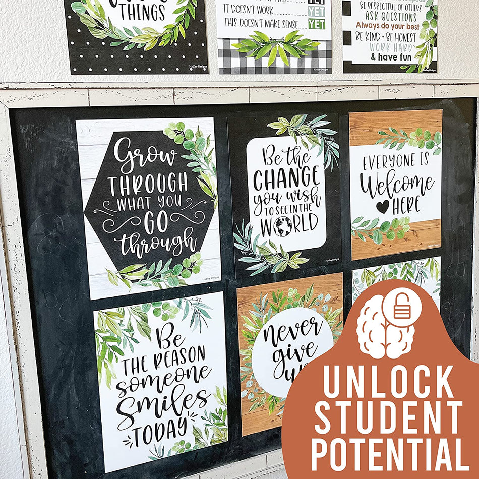 9 Farmhouse Motivational Classroom Signs | Hadley Designs