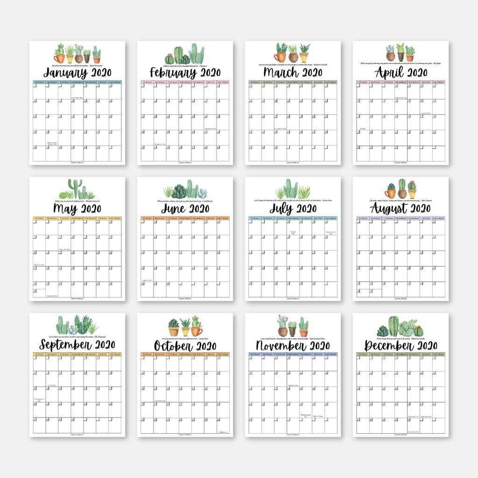 Printable 2020 Calendar Template | Hadley Designs - Printables
