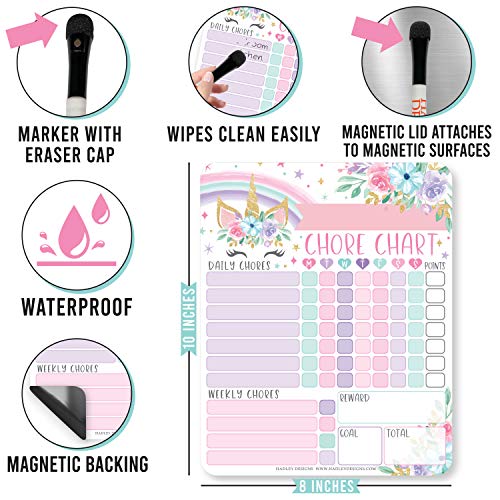 Magnetic Unicorn Chore Chart (Dry Erase Marker Included!) | Hadley Designs
