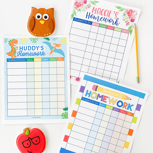 Printable Dinoaur Homework Chart Template | Hadley Designs