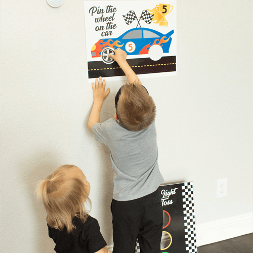 Printable Race Car Kids Party Pin the Wheel Game Template | Hadley Designs