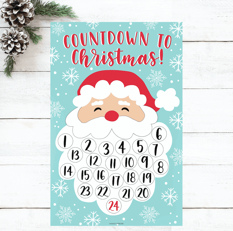 Printable Santa Christmas Countdown Template | Hadley Designs - Printables
