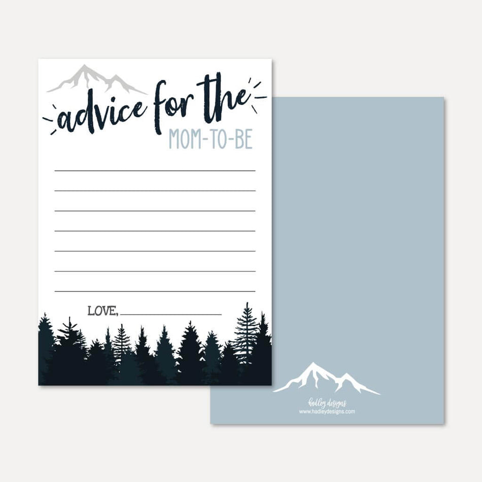 Printable Adventure Mountain Baby Shower Advice Card Template | Hadley ...