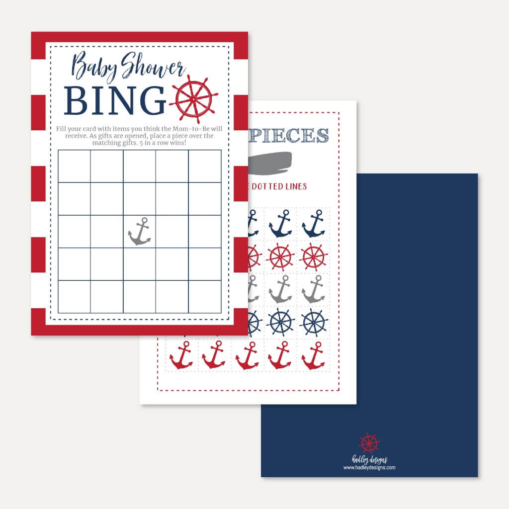 Printable Ahoy It's A Boy Nautical Baby Shower Bingo Game Template ...