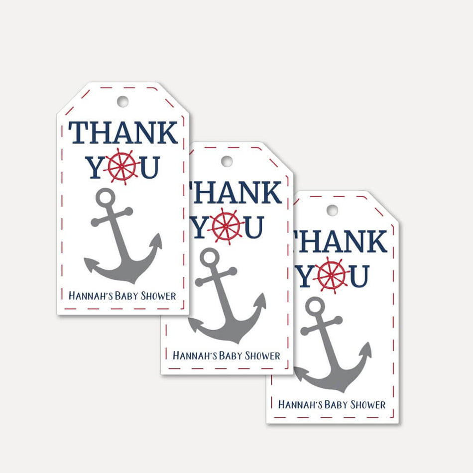 Printable Ahoy It's A Boy Nautical Baby Shower Thank You Favor Tags ...