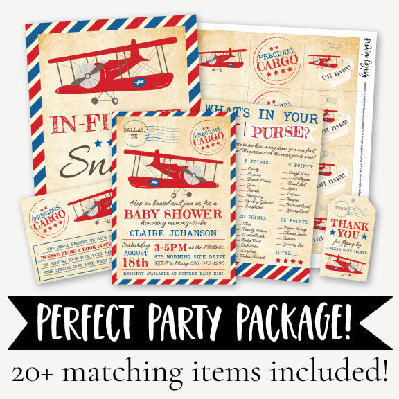 Printable Airplane Baby Shower Complete Package Templates | Hadley Designs