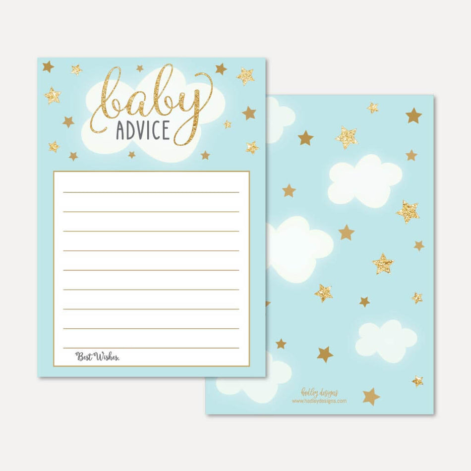 Printable Angel Boy Baby Shower Advice Card Template | Hadley Designs ...