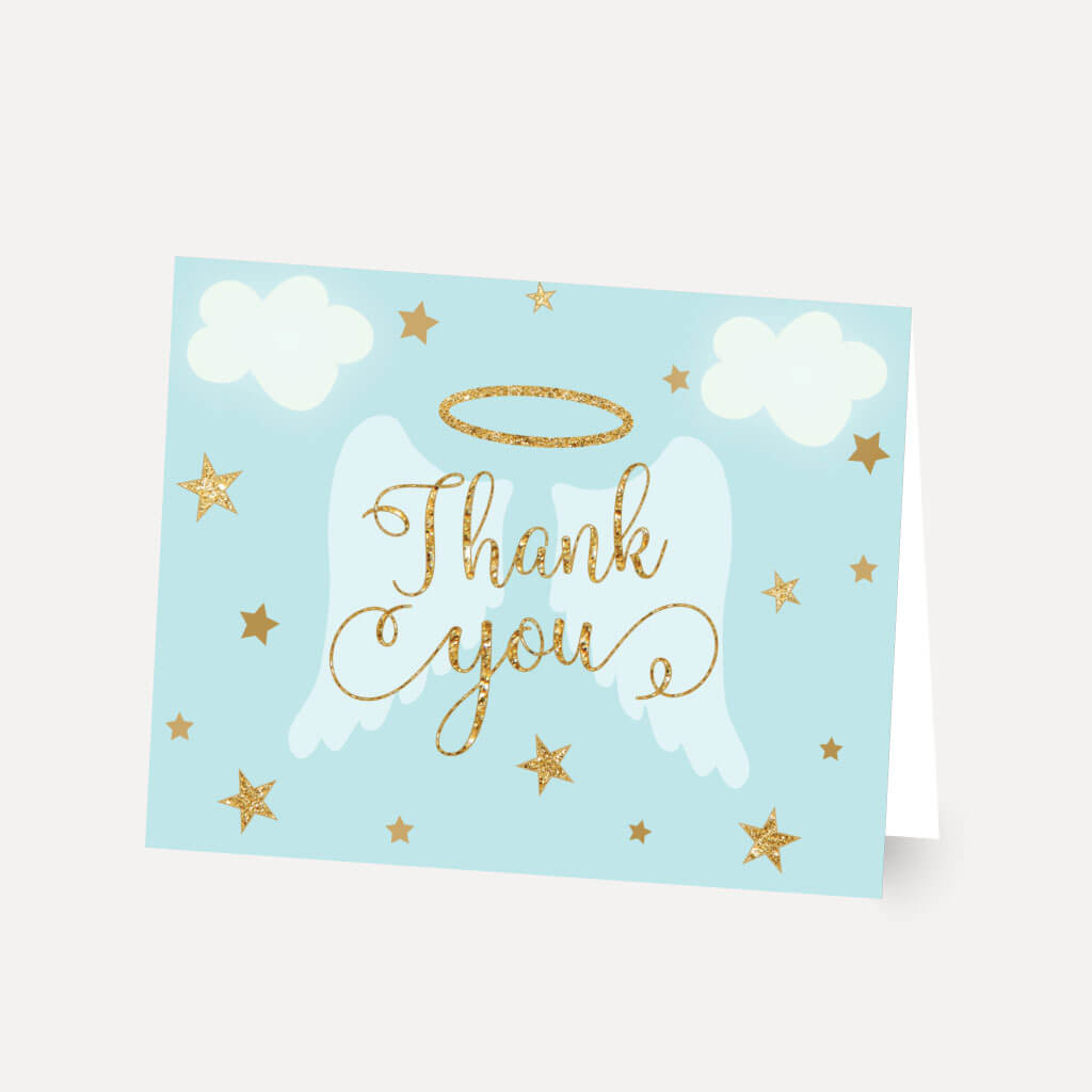 Printable Angel Boy Baby Shower Thank You Card Template | Hadley ...