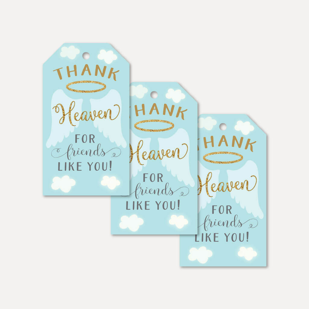 Printable Angel Boy Thank You Card and Favor Tags Templates | Hadley ...