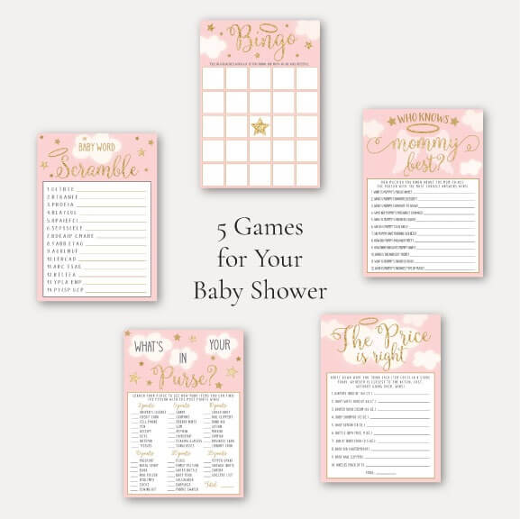 Printable Angel Girl Baby Shower Complete Package Templates | Hadley ...