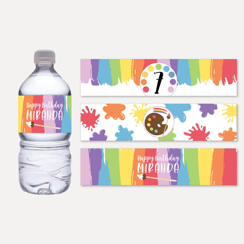 Printable Art Kids Party Bottle Label Template | Hadley Designs ...