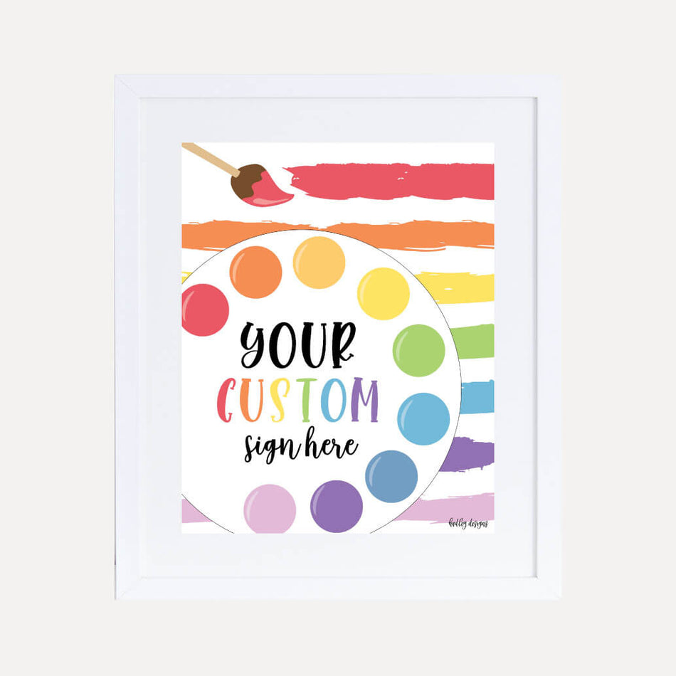 Printable Art Kids Party Custom Sign Template | Hadley Designs - Printables