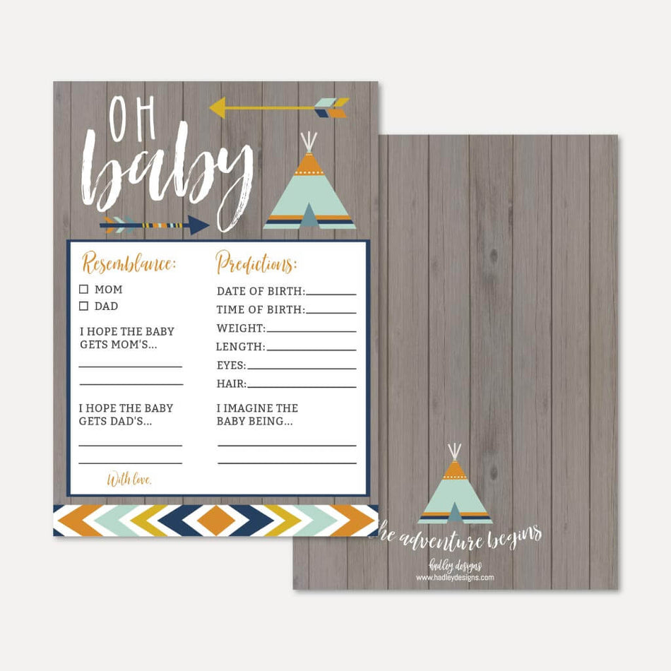 Printable Aztec Adventure Boy Baby Shower Predictions, Advice, and ...