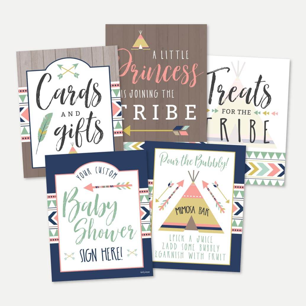 Printable Aztec Adventure Girl Baby Shower Signs Set Template | Hadley ...