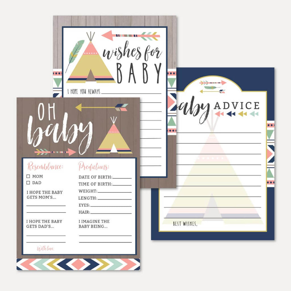 Printable Aztec Adventure Girl Baby Shower Predictions, Advice, and ...