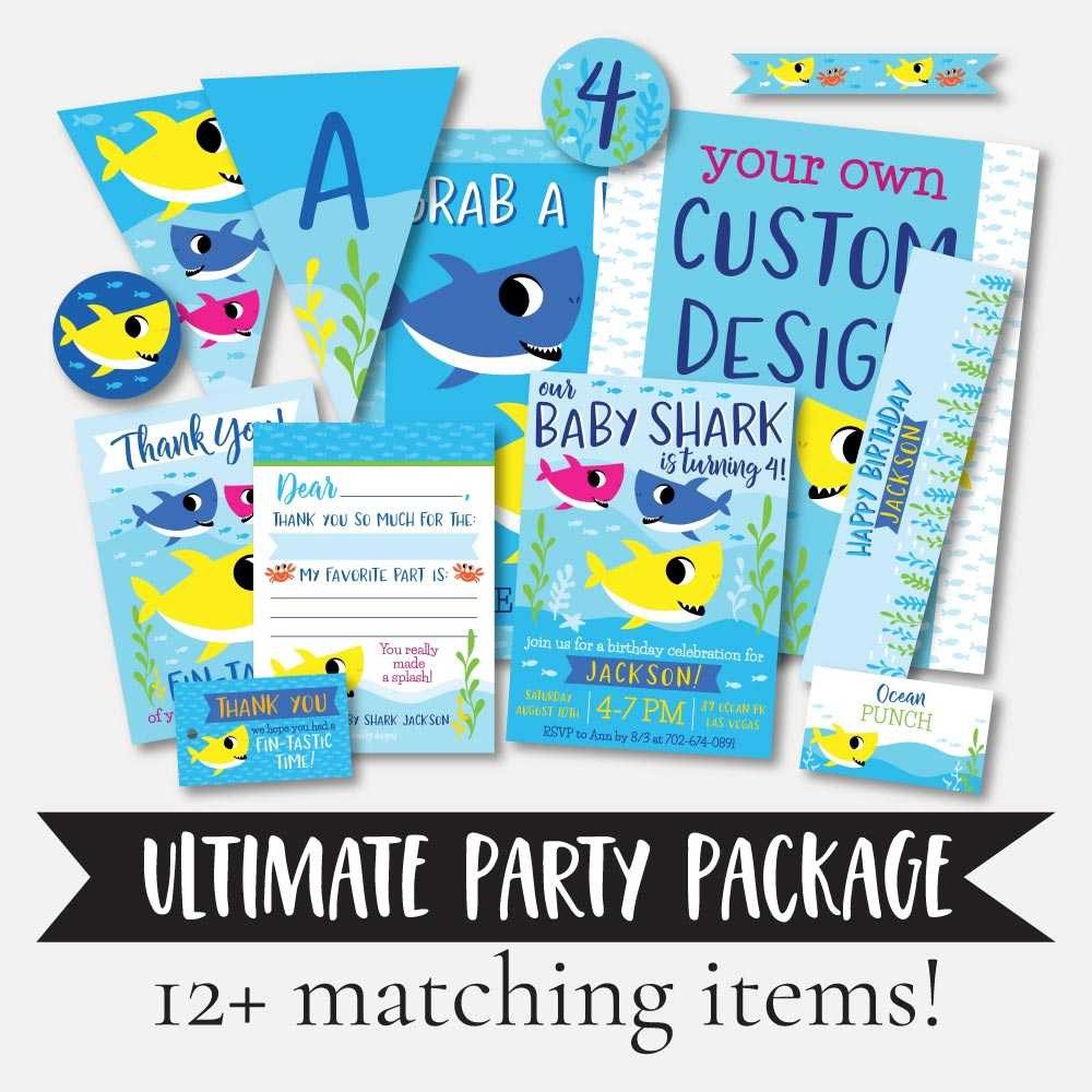Printable Baby Shark Kids Party Complete Package Templates | Hadley ...
