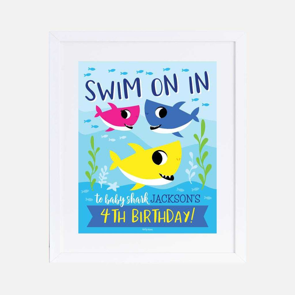 Printable Baby Shark Kids Party Welcome Sign Template | Hadley Designs ...