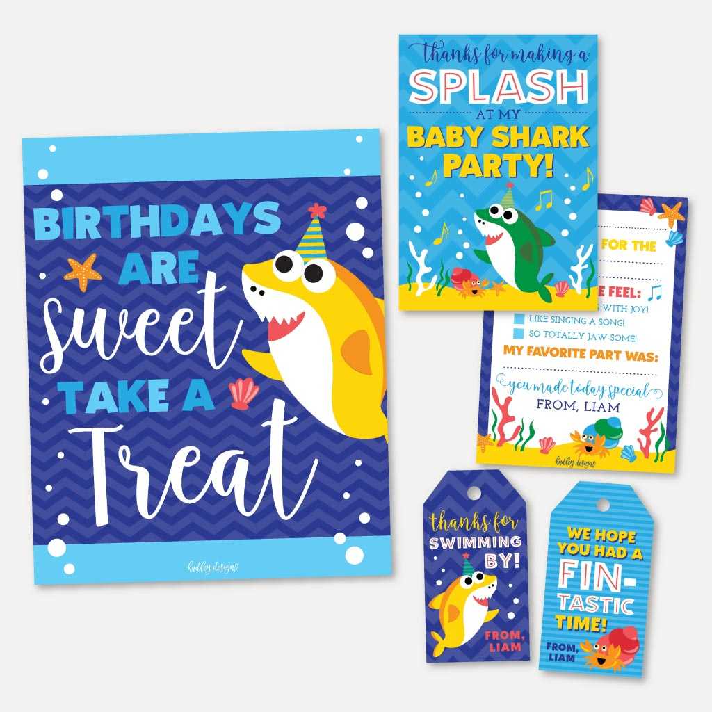 Printable Baby Shark Do Do Kids Party Thank You Package Templates ...