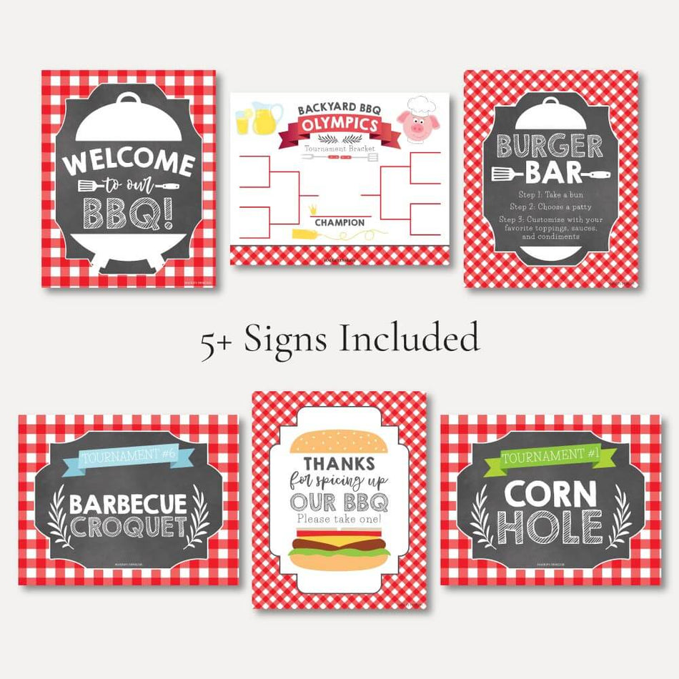Printable Backyard BBQ Signs Package Template | Hadley Designs