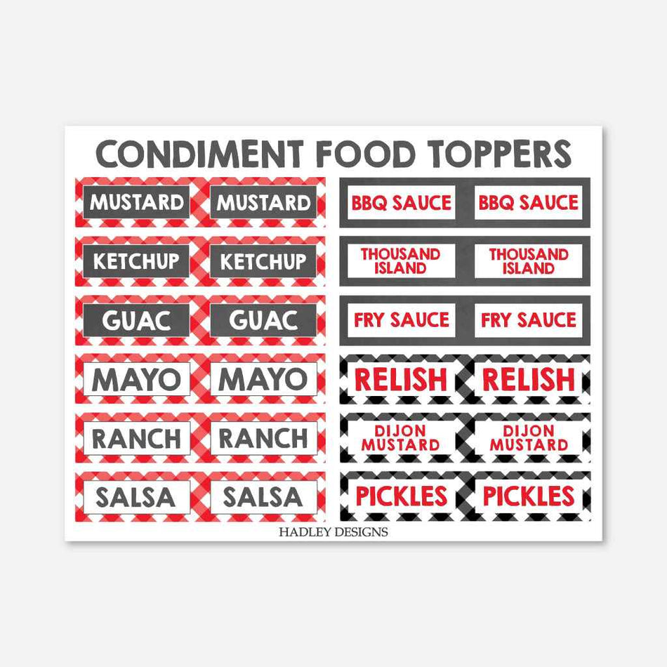 Printable Backyard BBQ Condiment Toppers Template | Hadley Designs ...