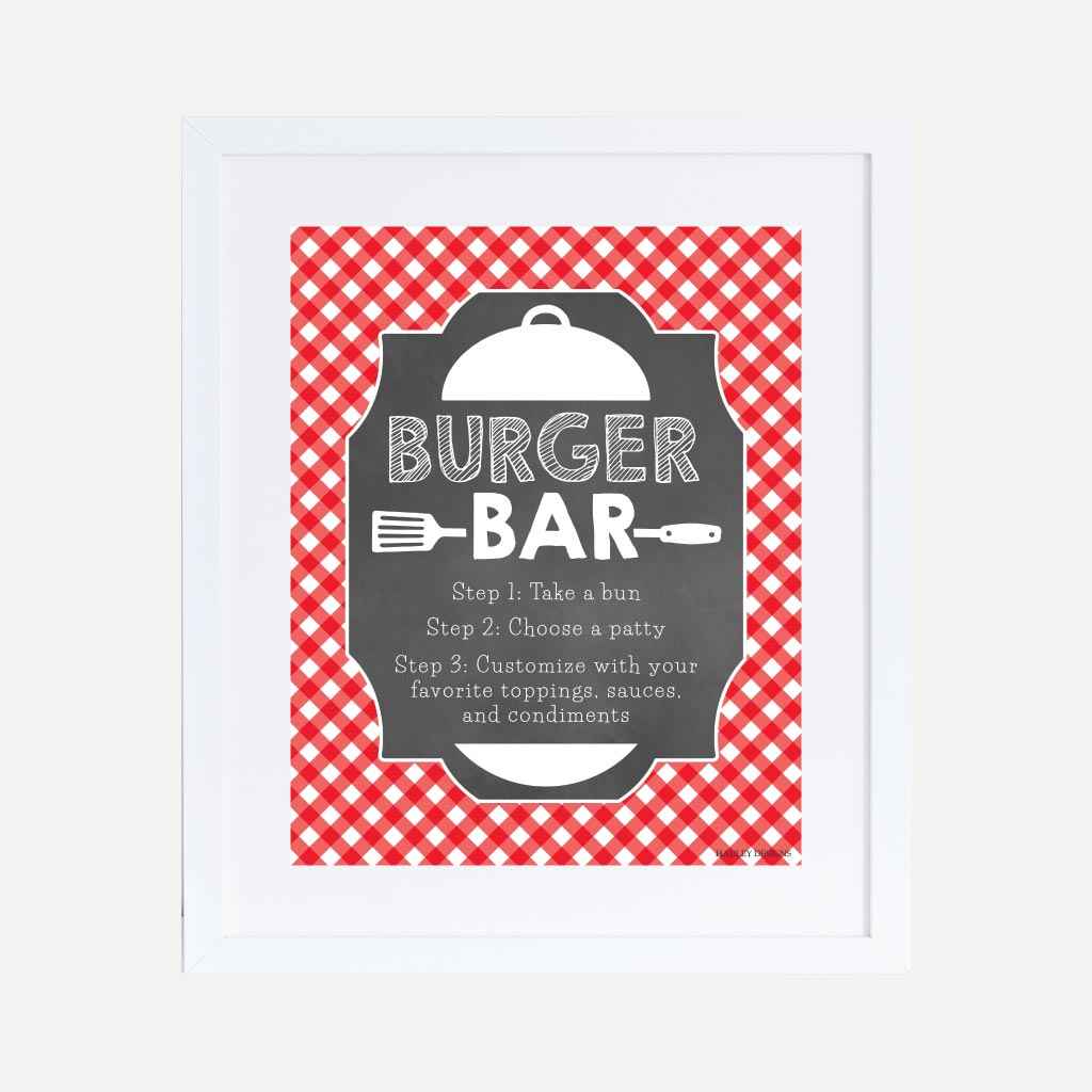 Printable Backyard BBQ Burger Bar Sign Template | Hadley Designs
